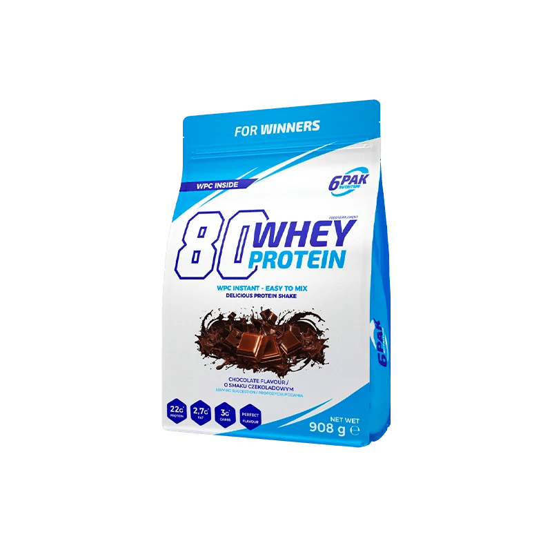 6PAK 80 Whey Protein, Chocolate Flavour 908 g | Medpak