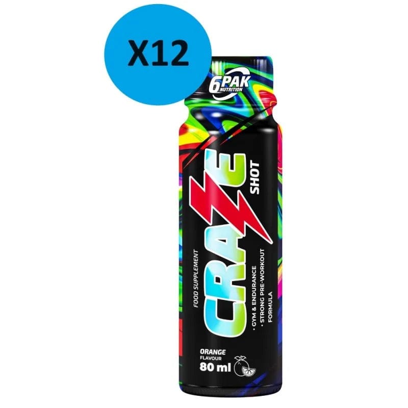 6PAK Craze Shot Pre-workout, Orange - 12 Pieces – Medpak