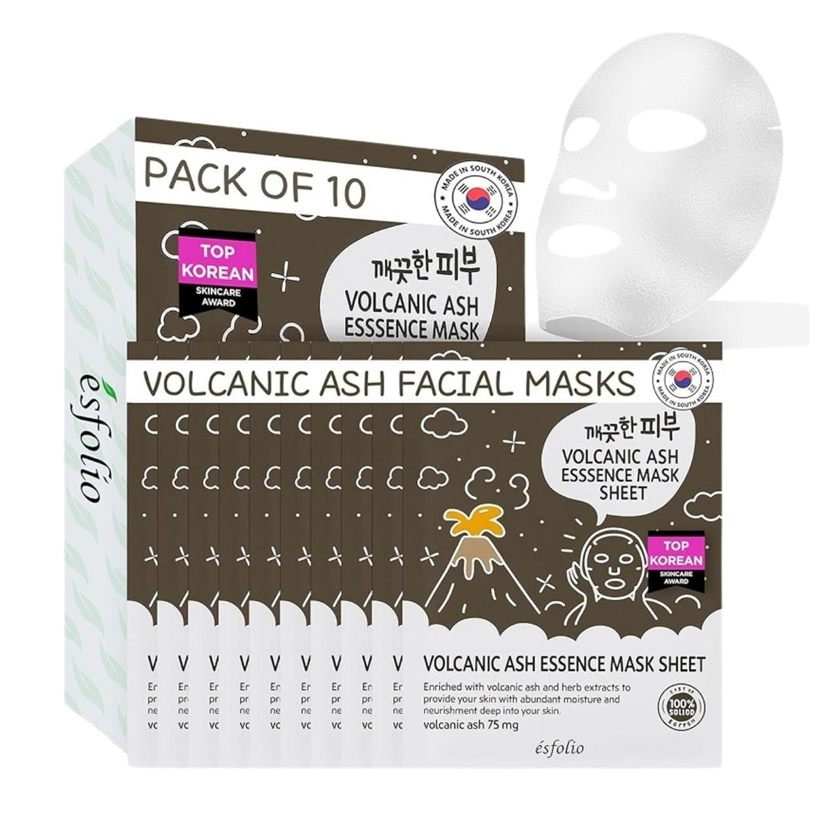 Esfolio Pure Skin Volcanic Ash Pore Cleansing Sheet Mask - 10 Pieces ...