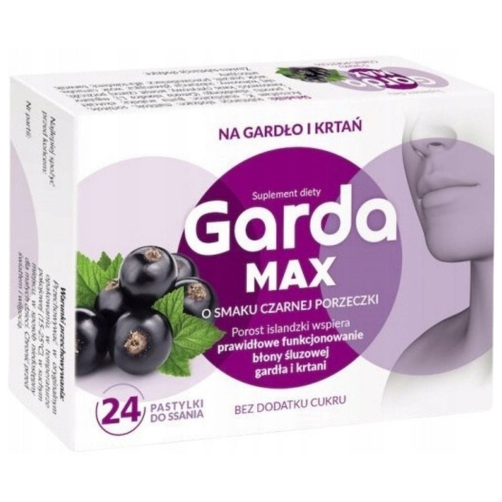 Garda MAX Lozenges with Iceland Moss, Blackcurrant - 24 Lozenges – Medpak
