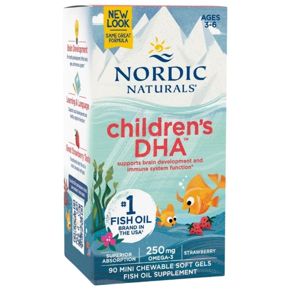 Nordic Naturals Children's DHA 250 mg, Strawberry - 90 Mini Softgels ...