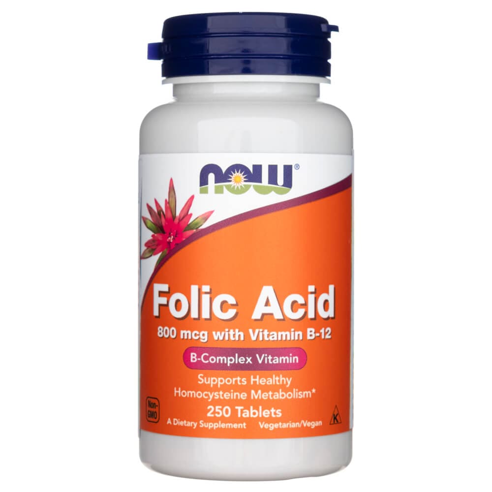Now Foods Folic Acid 800 mcg with Vitamin B-12 250 Tablets – Medpak