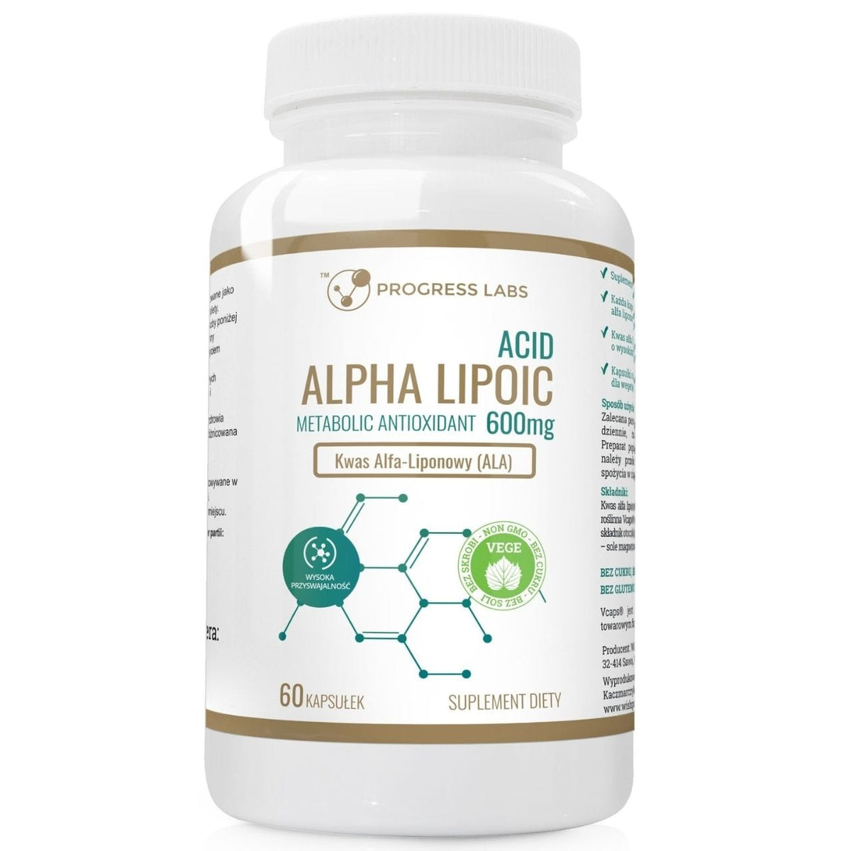 Progress Labs Alpha Lipoic Acid (ALA) 600 mg - 60 Capsules – Medpak