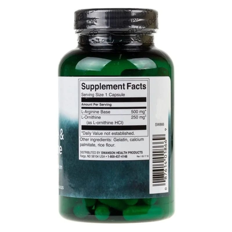 Swanson L Arginine And L Ornithine 100 Capsules Medpak