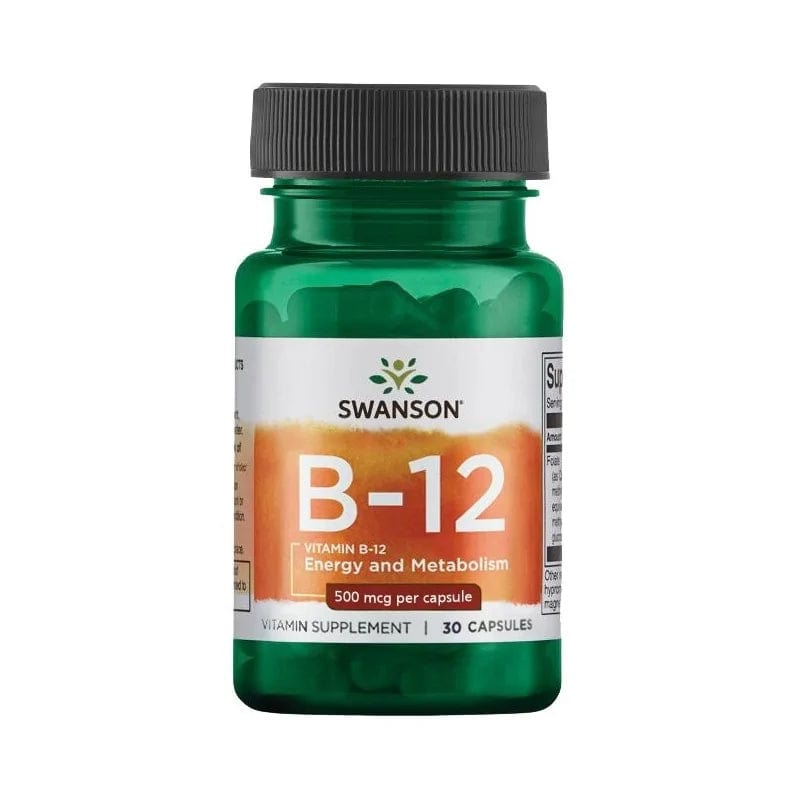 Swanson Vitamin B12 Cyanocobalamin 500 mcg - 30 Capsules – Medpak